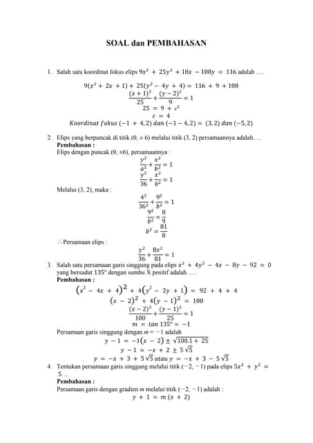 PPT matematika lanjut kelas XI Lingkaran Elips Fase F | PDF