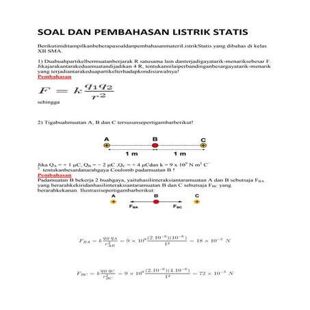 Soal dan pembahasan listrik statis | PDF