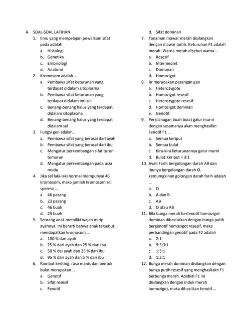 LATIHAN SOAL PEWARISAN SIFAT KELAS 9 SEMESTER 1 TAHUN 2022.pdf