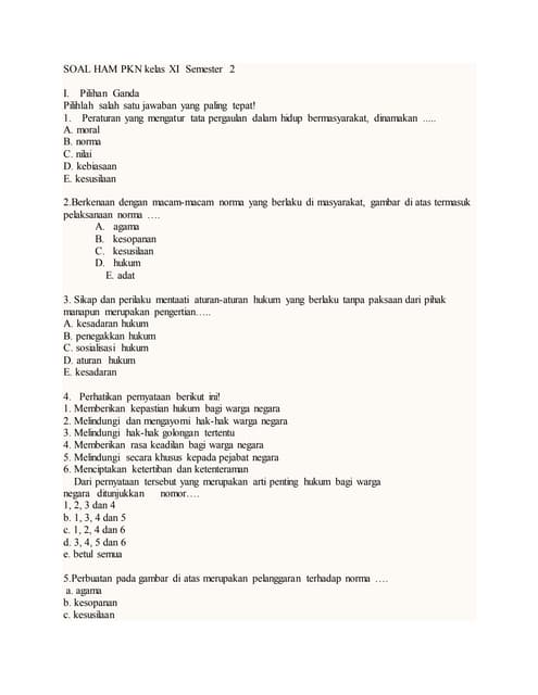 LATIHAN SOAL PPKN SMA | PDF