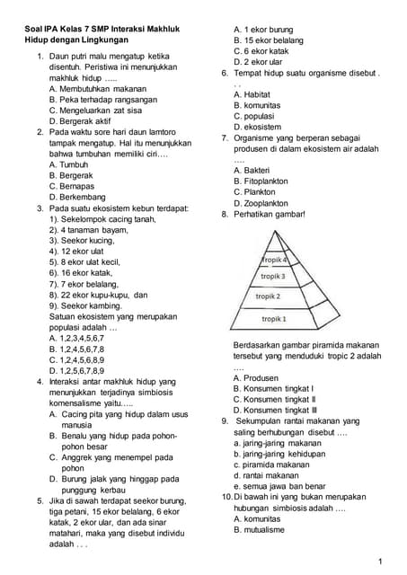 Soal ipa kelas 7 semester 2 | DOCX