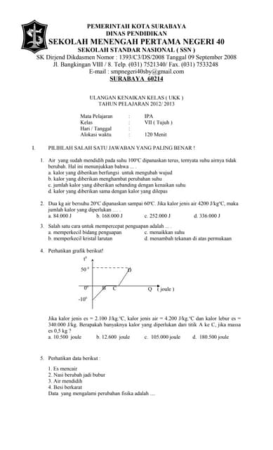 Soal uas ipa kelas 7 16 17 | PDF