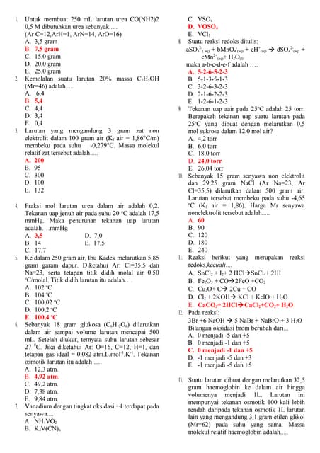 Soal kimia kelas xii | PDF
