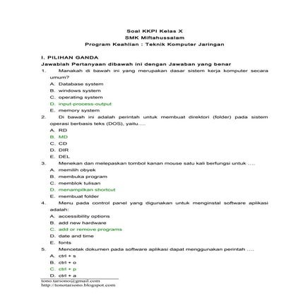 Soal kkpi kelas x | PDF