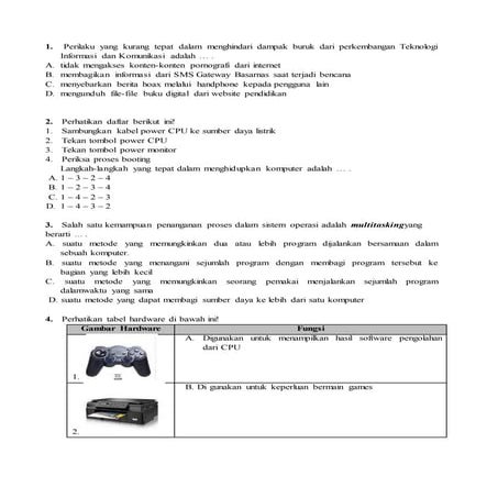 Soal lathan usp tik 9 | DOCX