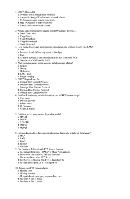Soal Latihan OSI Layer | DOC