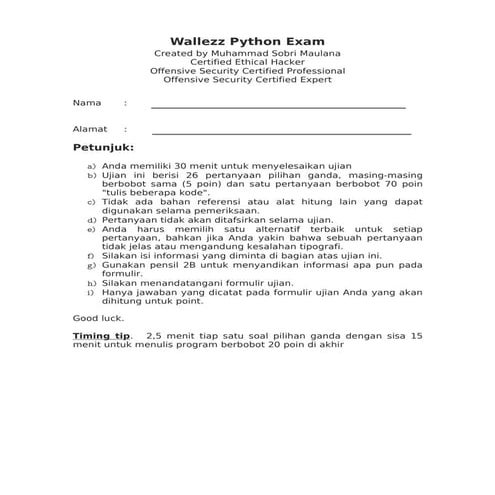 Soal latihan junior level - soal python | PDF