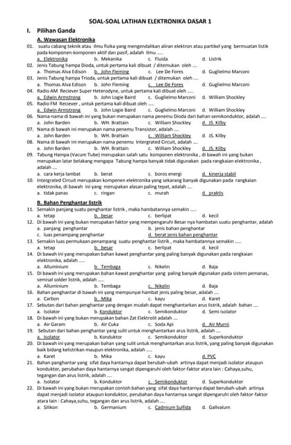 Soal latihan instalasi listrik kunci | PDF