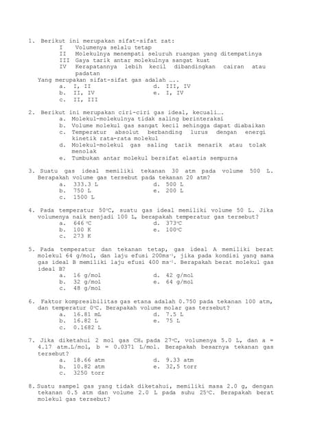 Latihan soal stoikiometri | DOC