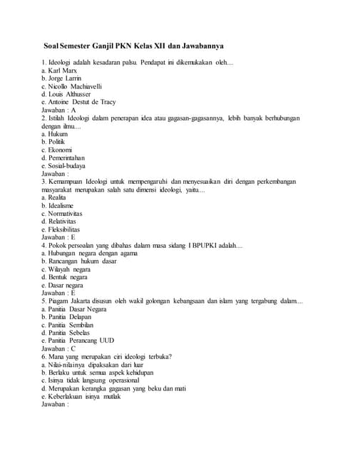 Soal pkn xii bab 1 | PDF