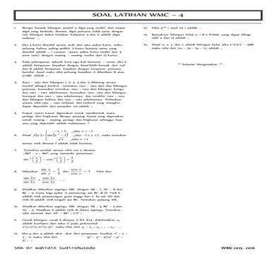 Soal latihan wmc 2016 4 | DOCX