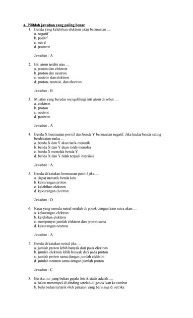 Latihan soal listrik statis | PDF