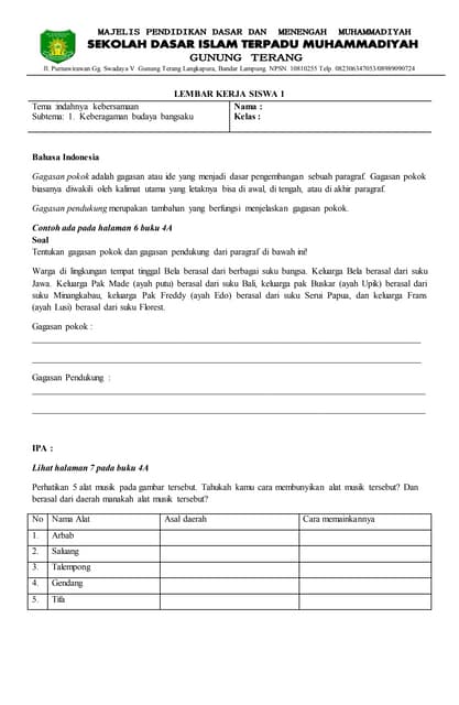 Ulangan harian (latihan) mtk statistika kelas 4 SD | DOC