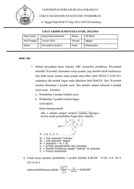 File1 soal contoh binomial dan poisson | PDF