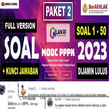 PAKET 1 SOAL MOOC PPPK 2023 TERBARU SEKALI | PDF
