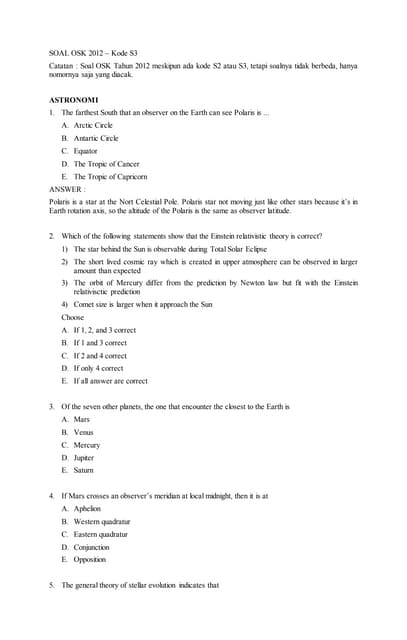Soal osk astro 2012 s3 | PDF