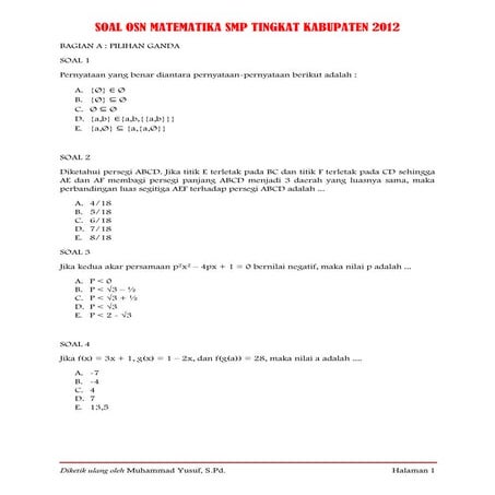 Soal osn matematika 2019 | PDF
