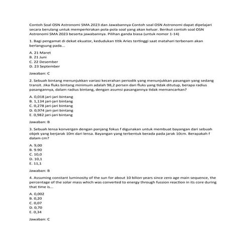 astro osk 2023 tingkat kabupaten/kota 23 | PDF