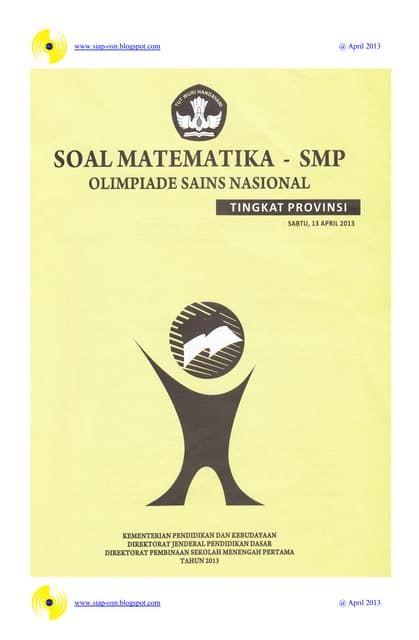 Pembahasan osn matematika smp 2012 pilihan ganda tingkat kabupaten | PDF