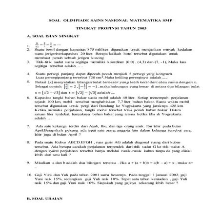 SOAL OSP SMP 2003-2006 | DOCX