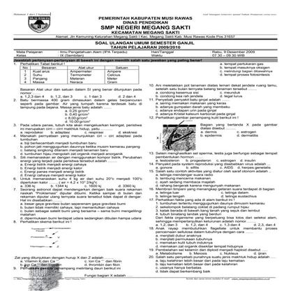 Soal pg ipa smp kelas 9 smt ganjil | DOC