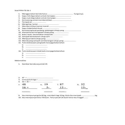 Soal pp kn t6 sb 1 | DOCX