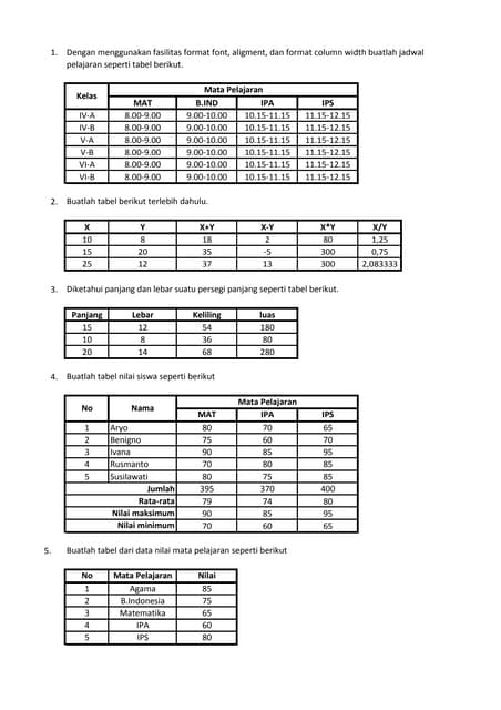 Soal praktek microsoft excel | PDF