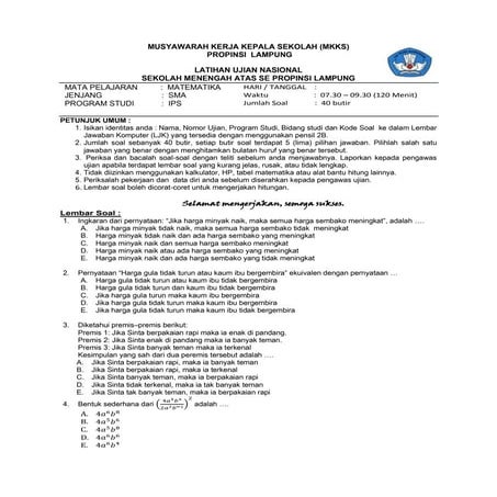 Soal prediksi un ips paket 1 2013 | DOCX