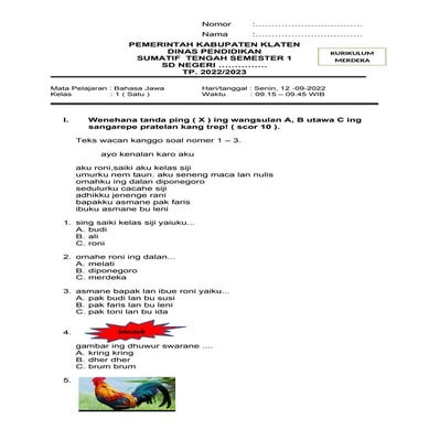 Soal PTS 1 Bahasa Jawa kls 1 FASE Afix.docx