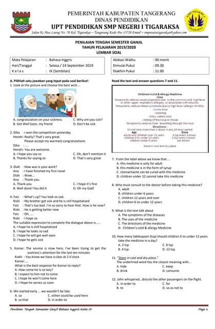 Soal bahasa inggris kelas 8 kurikulum 2013 | PDF