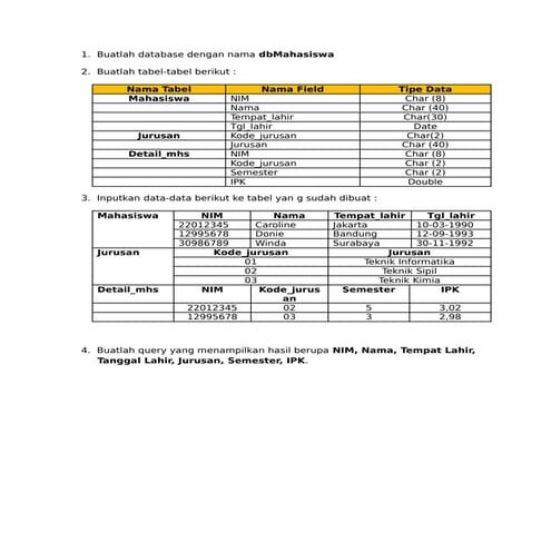 Soal remidi database | PDF