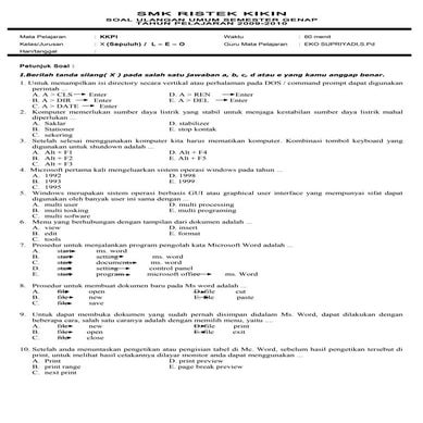 Soal semester genap 2010 (2) | PDF