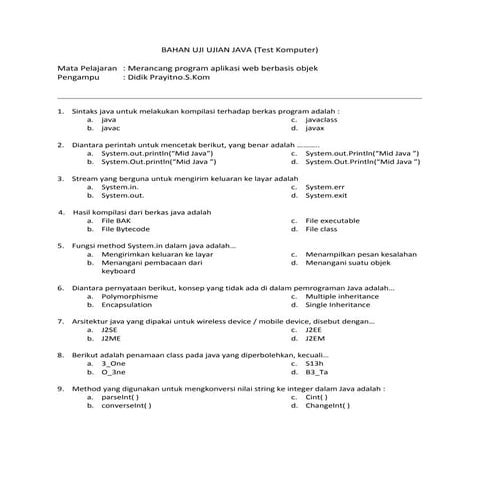 Soal Soal Pbo Java Doc