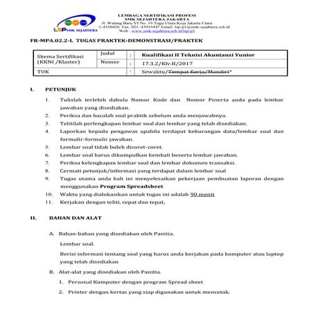 Soal spreadsheet lsp 2022 | PDF