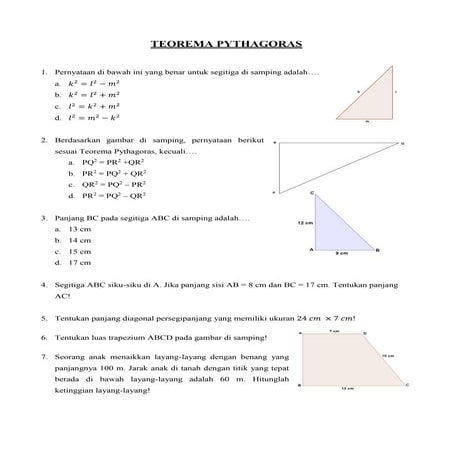Soal teorema pythagoras | PDF
