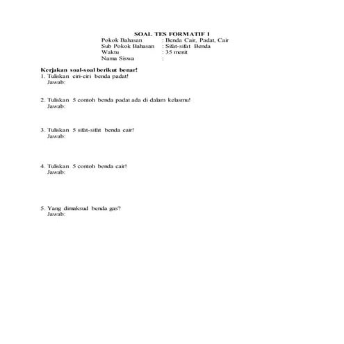 Soal tes formatif 1 | DOCX