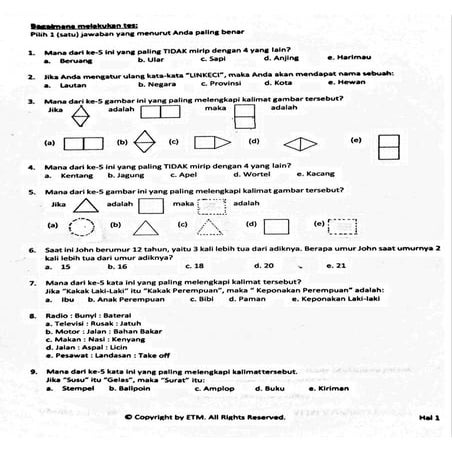Soal test no 1 (1) | PDF