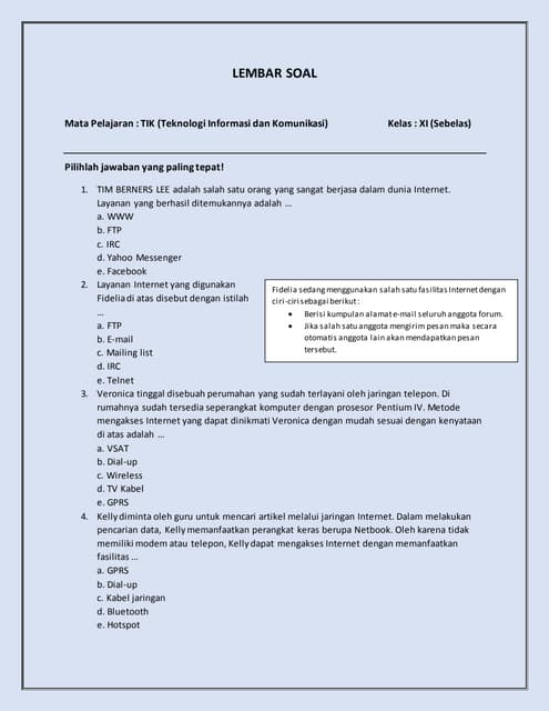 soal tik kelas XI | PDF