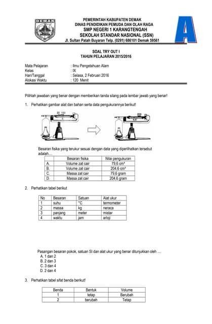 Kumpulan soal-soal Konsep Zat dan Wujudnya UN IPA SMP Kelas 9 Nurul Faela Shufa | PDF