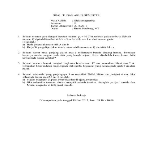 Soal tugas akhir semester | PDF
