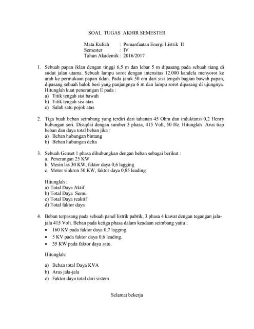 Soal tugas akhir semester | PDF