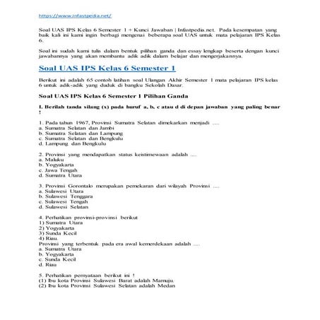Soal uas ips kelas 6 semester 1 | DOCX