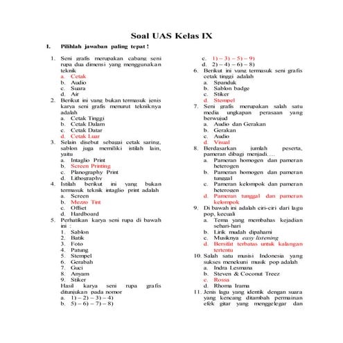 Soal uas kelas ix | DOCX