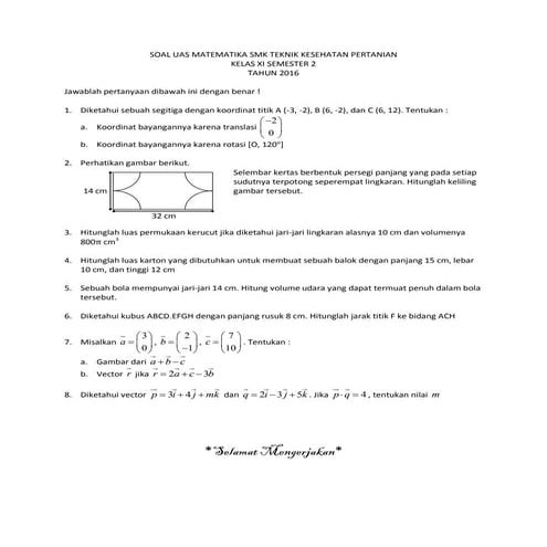 Soal UAS semester genap kelas XI 2016 | PDF