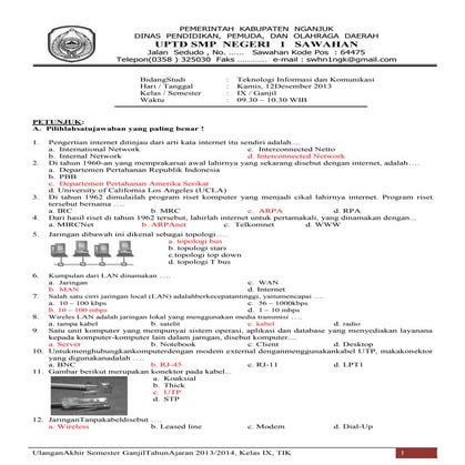 Soal uas tik kelas 9 | DOCX