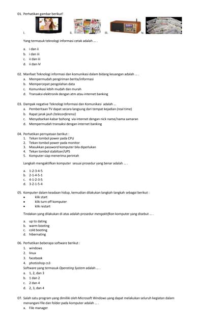 Soal lathan usp tik 9 | PDF