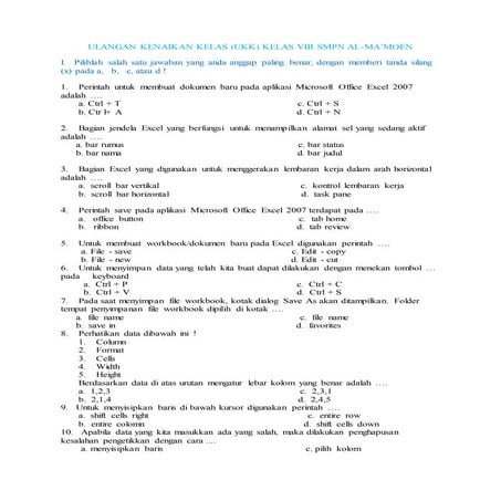 Soal uas tik kelas 8 c | PDF
