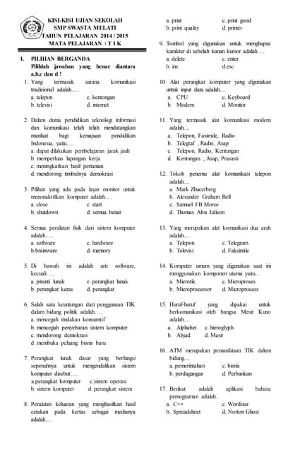 Soal lathan usp tik 9 | PDF