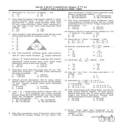 Soal try out UN Matematika SD Muh. Banjaran Tahun 2012 paket
