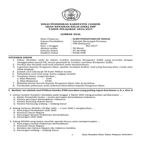 Soal ukk ips kelas 8 | PDF